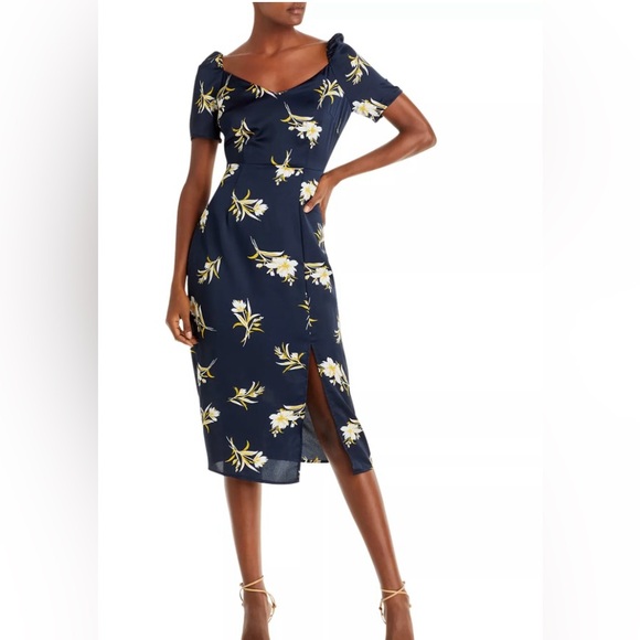 Sam Edelman | Dresses | Nwt Sam Edelman Tossed Floral Puff Sleeve Midi ...